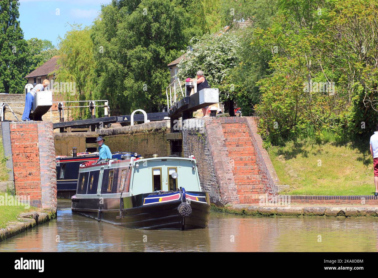 Lock gates at stoke Bruerne canal in n Northamptonshire, United Kingdom ...