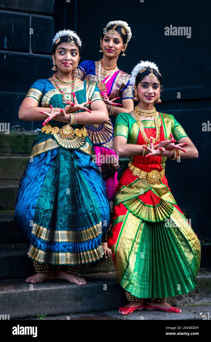 Dancers (left to right) Malavika Nair, Athena Tilak and Nidhi Akula ...