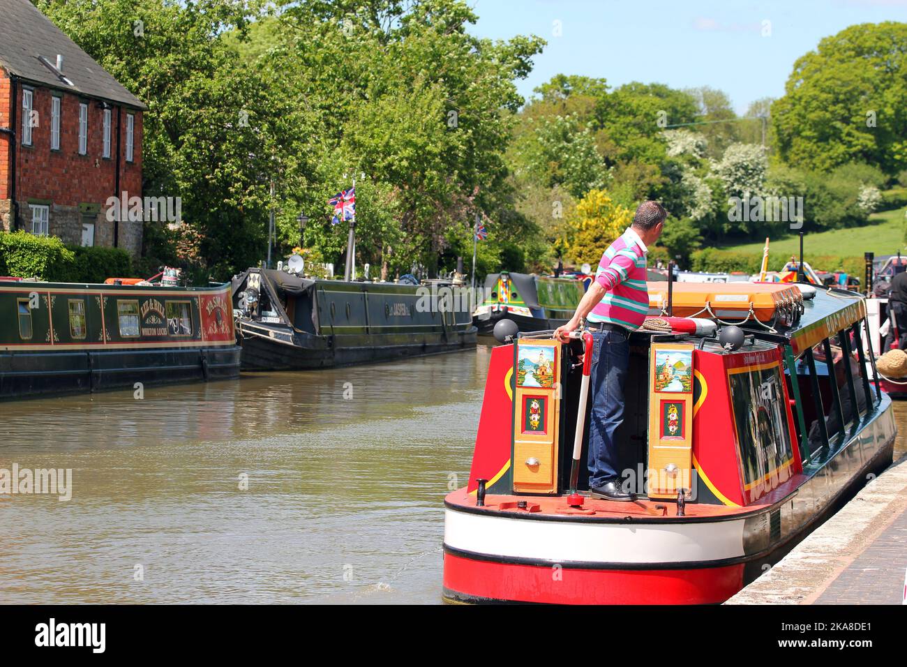 Barges on the grand union canal in Stoke Bruerne, United Kingdom Stock Photo - Alamy