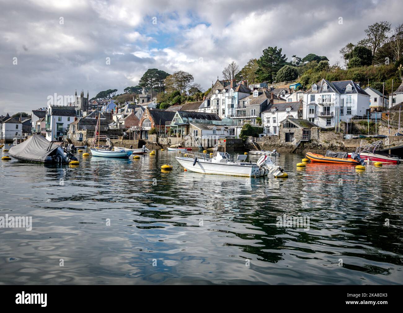 The seaside town of Fowey from the estuary Stock Photo - Alamy