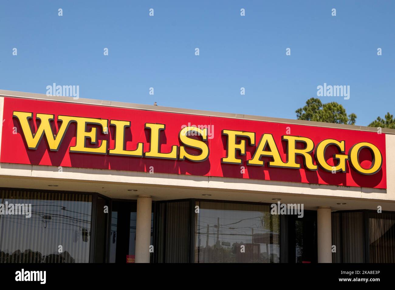 Augusta, Ga USA - 04 04 21: Wells Fargo financial bank Side view ...