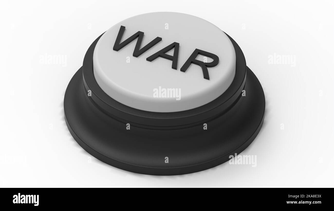white war button isolated illustration 3d render Stock Photo - Alamy
