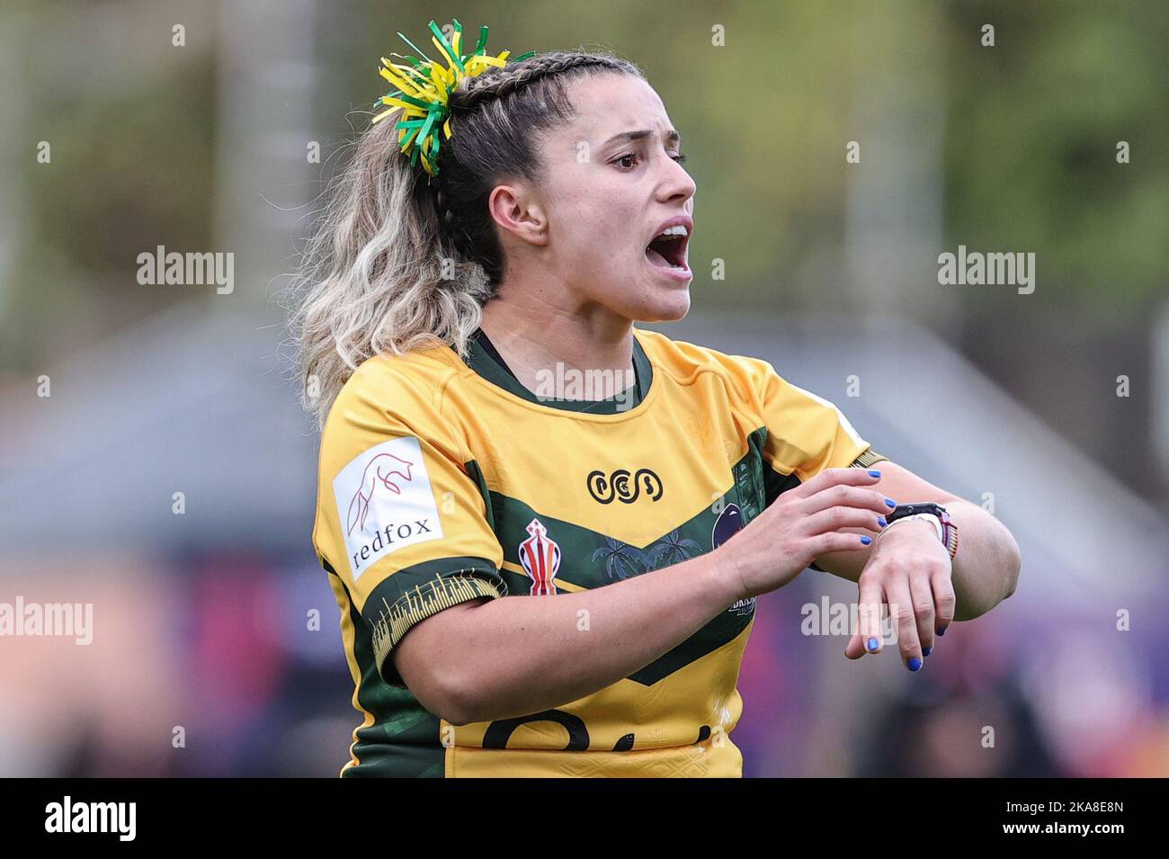 Maria Graf of Brazil during the Women's Rugby League World Cup 2021 ...