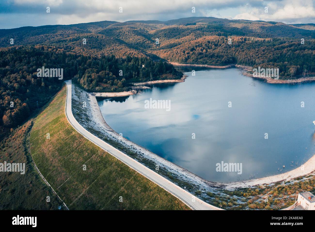 Artificial Dam aerial view Stock Photo - Alamy