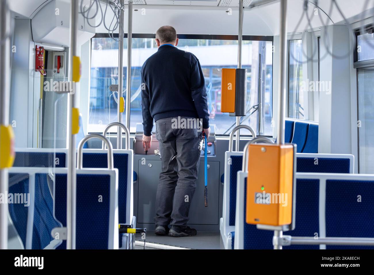 28 October 2022, Mecklenburg-Western Pomerania, Schwerin: A streetcar ...