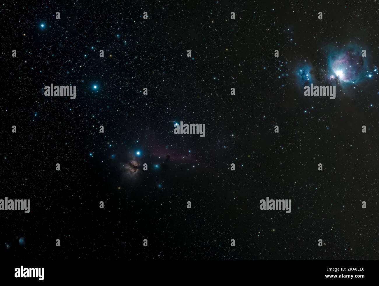 The Orion, Flame and Horse head nebula Stock Photo - Alamy