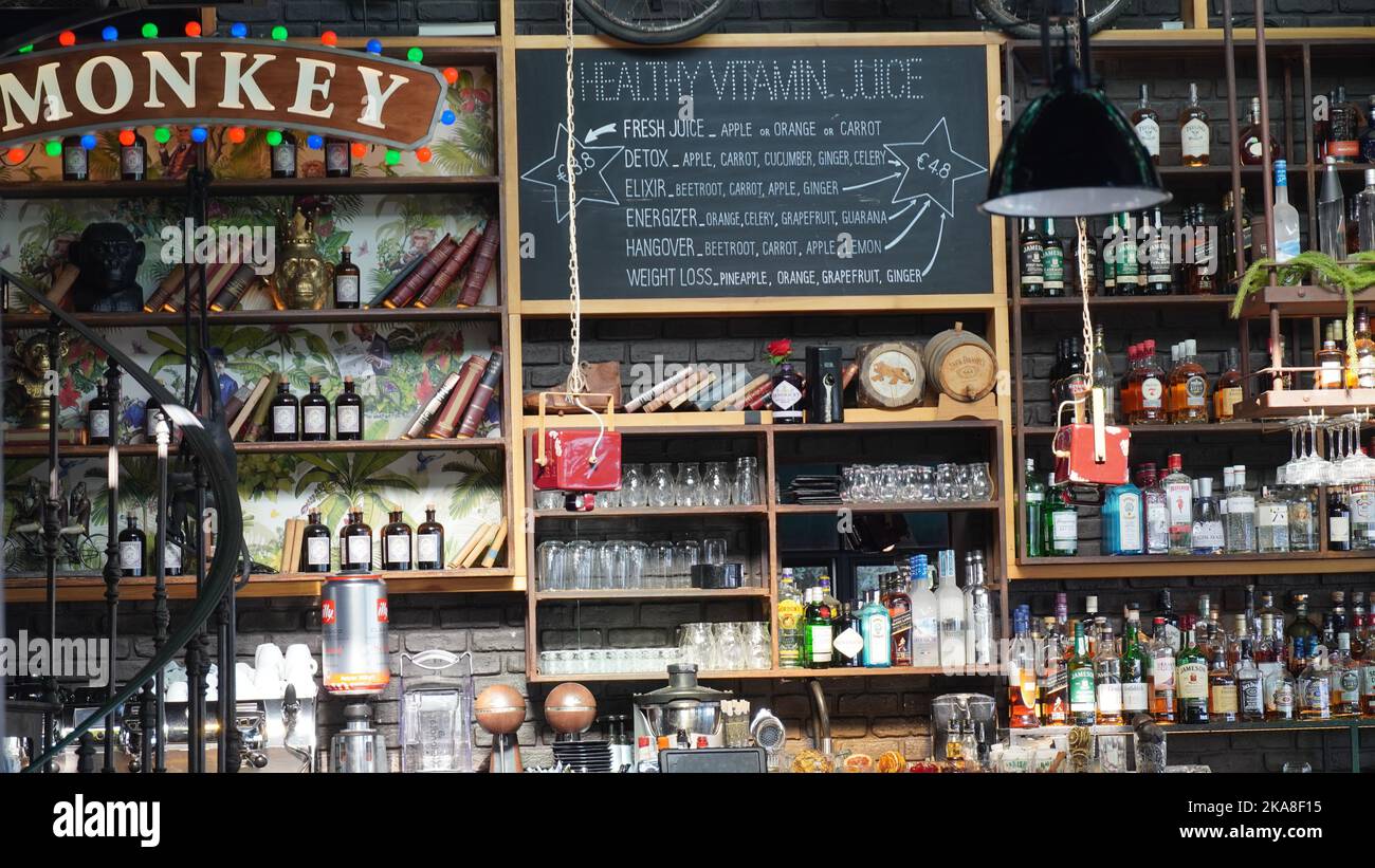 Limassol, Cyprus - October 10, ‎2022:Different brands of booze, or ...