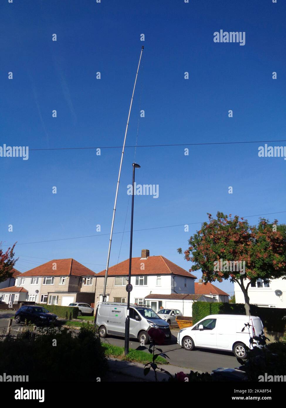 Street survey pole camera on residential street in New Addington ...
