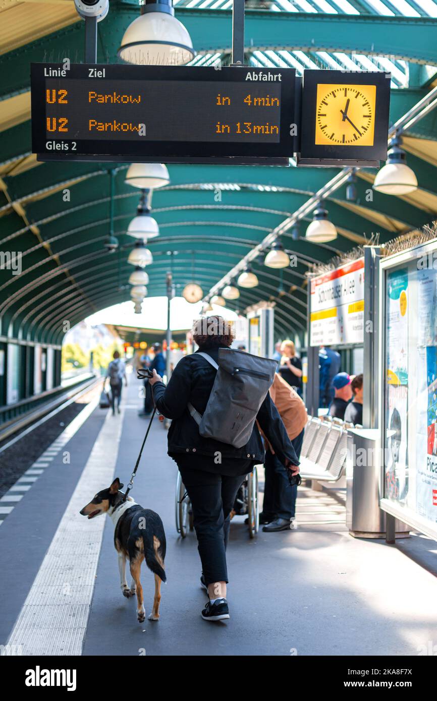 Electronic scoreboard train timetable on the platform in Berlin. Berlin ...