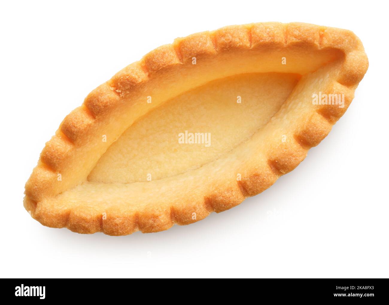 Single empty tartlet, tart shell, isolated on white background Stock ...