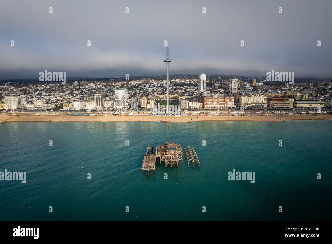 The bird's eye view of the remains of the West Pier and Brighton ...