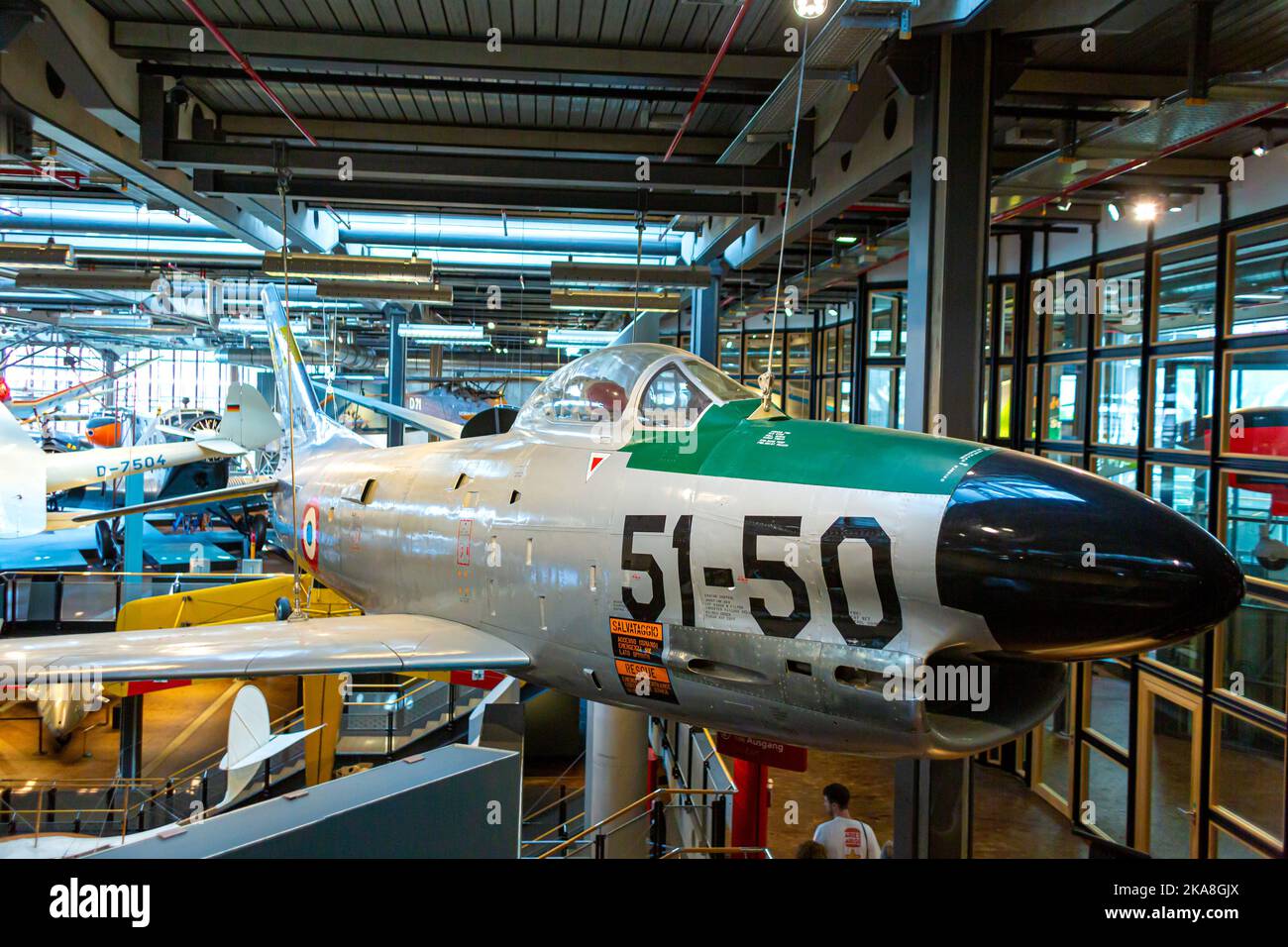 Interior of the Aviation Museum in Berlin. Exhibition aircraft of World ...