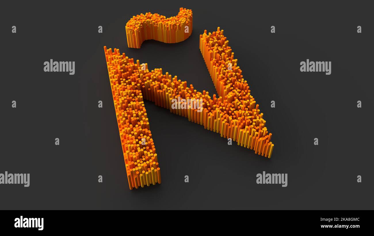 An illustration of a orange and red letter N isolated over dark ...