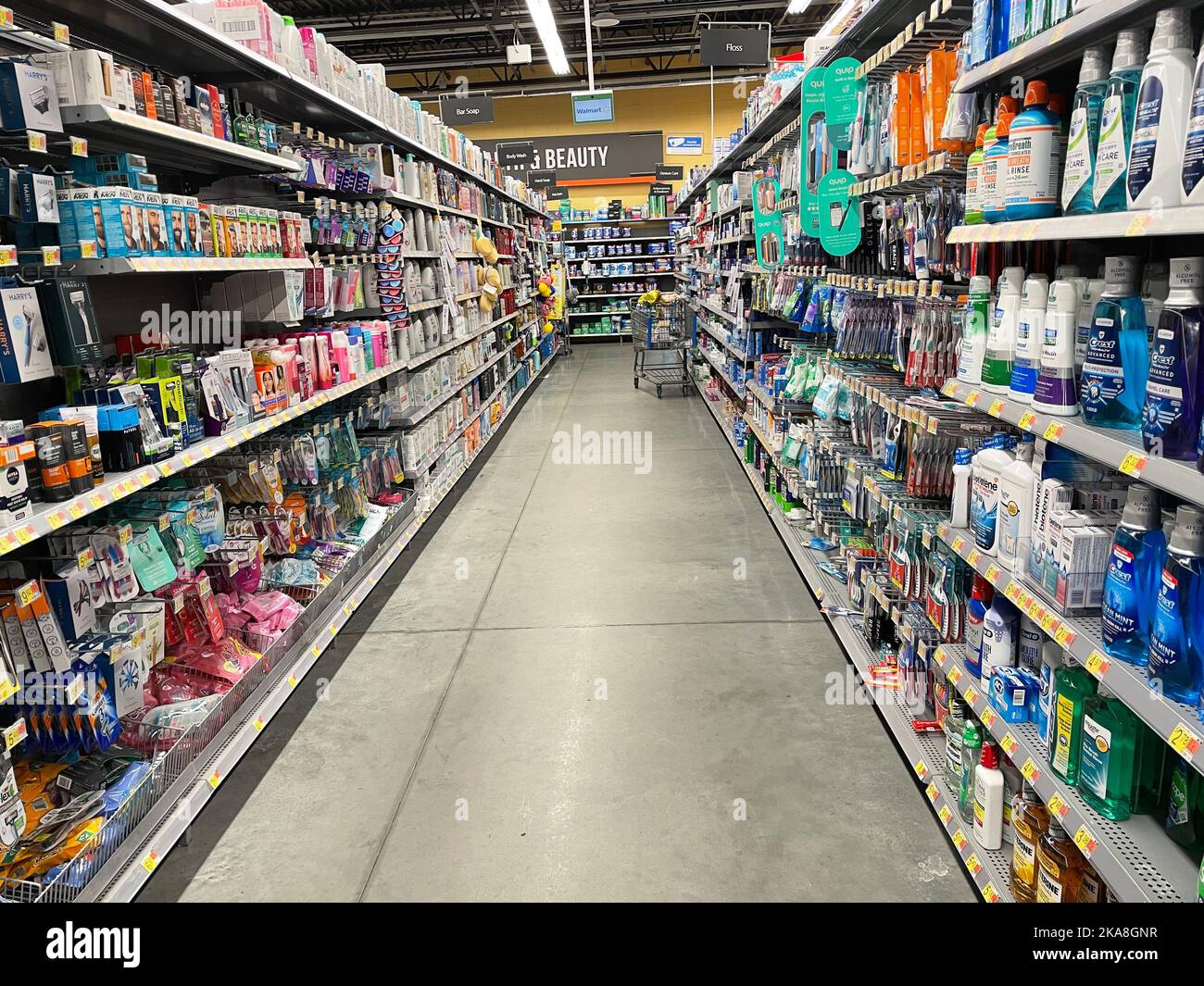 Grovetown, Ga USA - 04 21 22: Walmart retail store interior personal Hygiene aisle Stock Photo ...