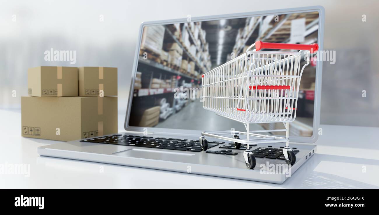 Ecommerce, online order and delivery. Supermarket shopping cart ...