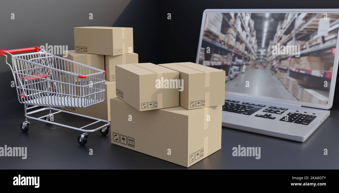 Ecommerce, online order and delivery. Supermarket shopping cart ...