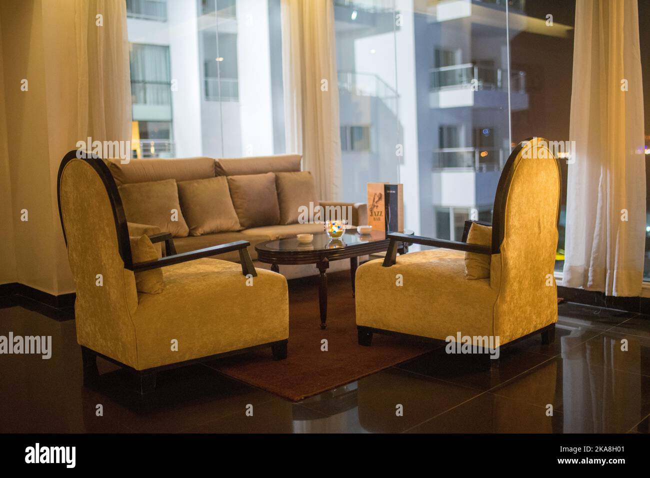 Luxurious restaurant interior with comfy sofas Stock Photo - Alamy
