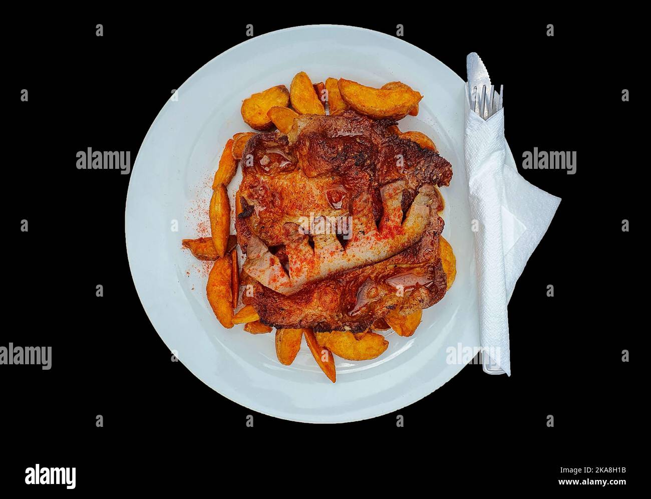 a traditional Eastern European menu "gypsy steak" in close-up Stock ...