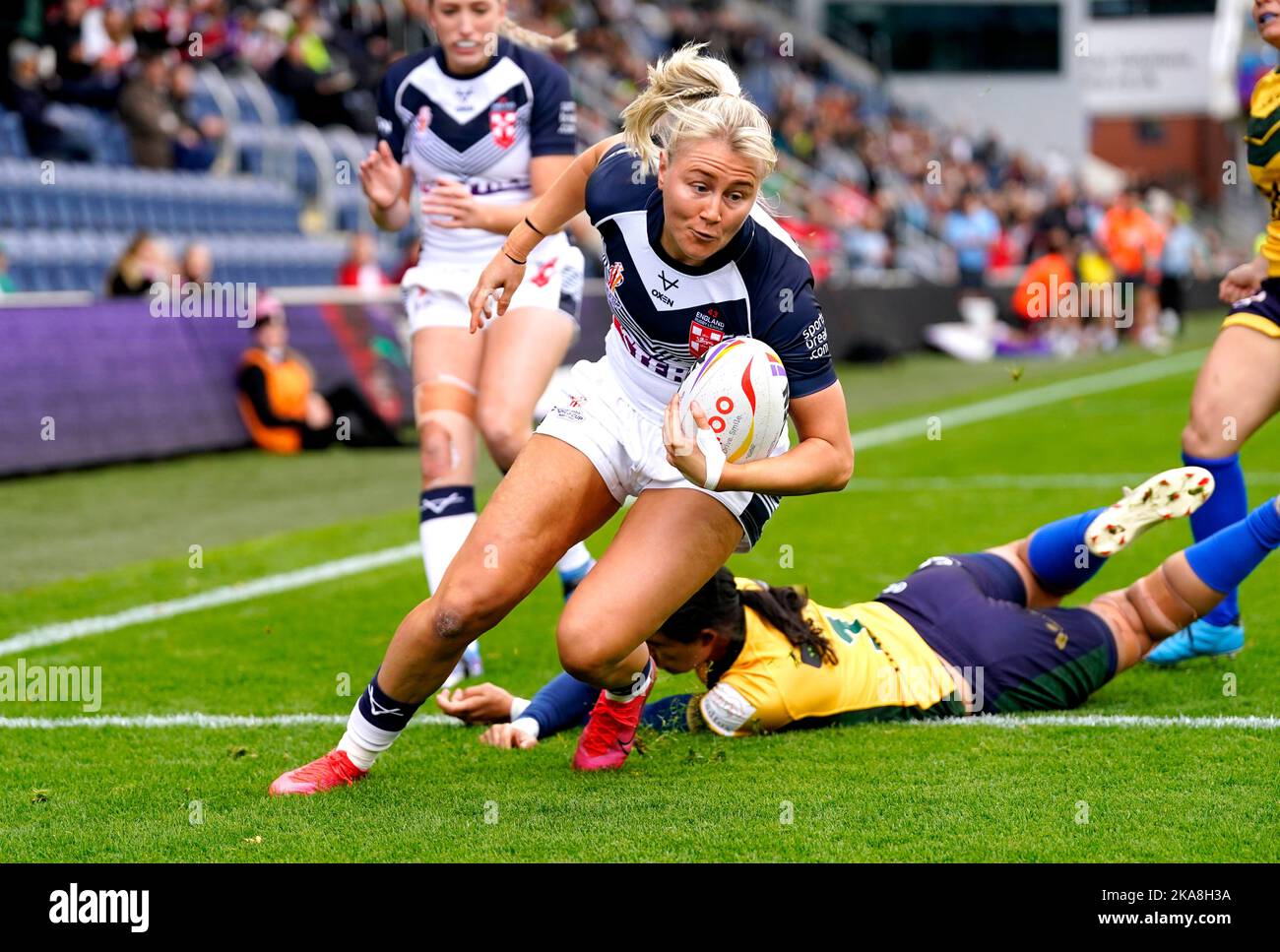 England's Tara-Jane Stanley scores their side's second try during the ...