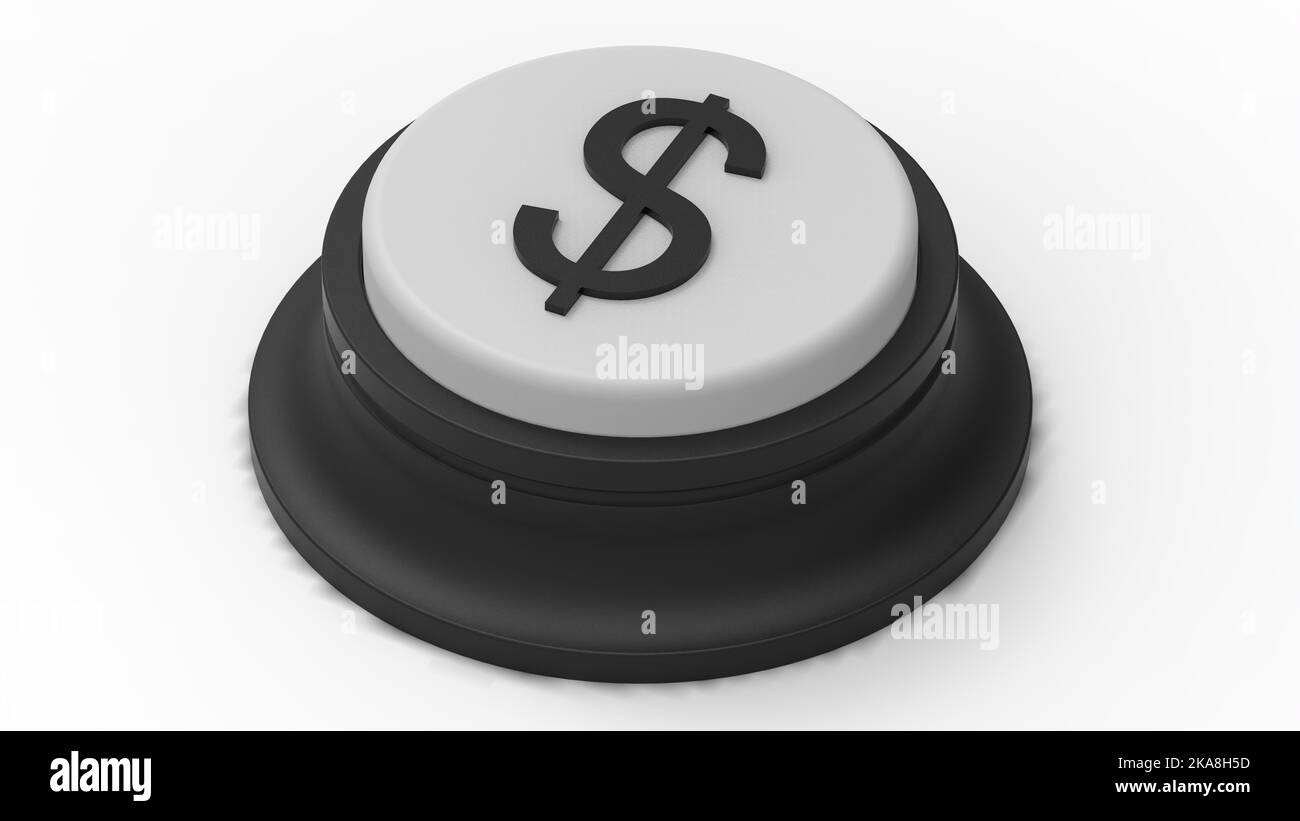 white button dollar money isolated illustration 3d render Stock Photo ...