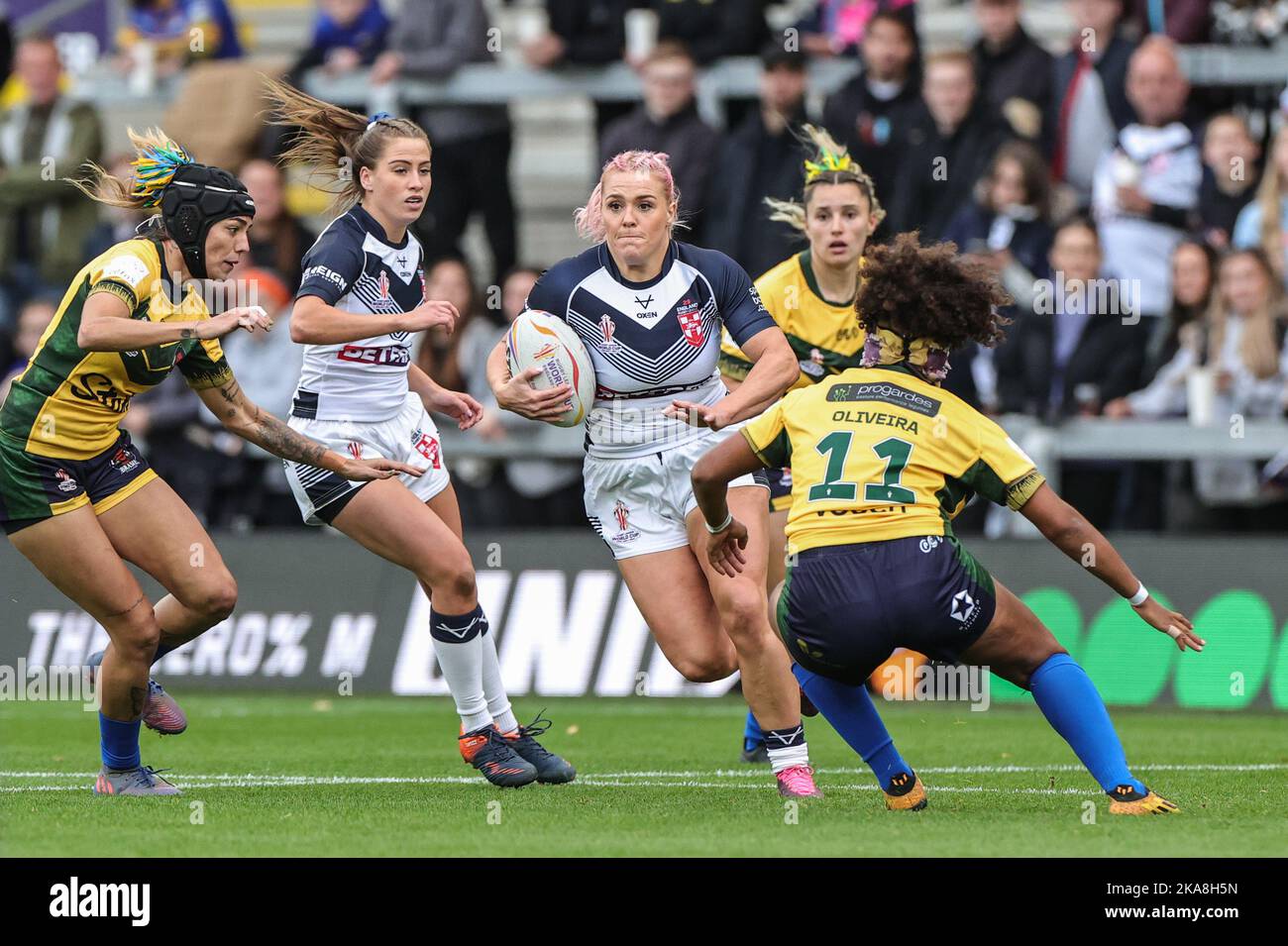 Amy Hardcastle England in action during the Women's Rugby League World ...