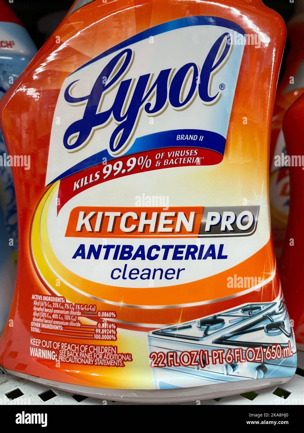 Augusta, Ga USA - 04 22 22: Cleaning products on retail shelf Lysol ...