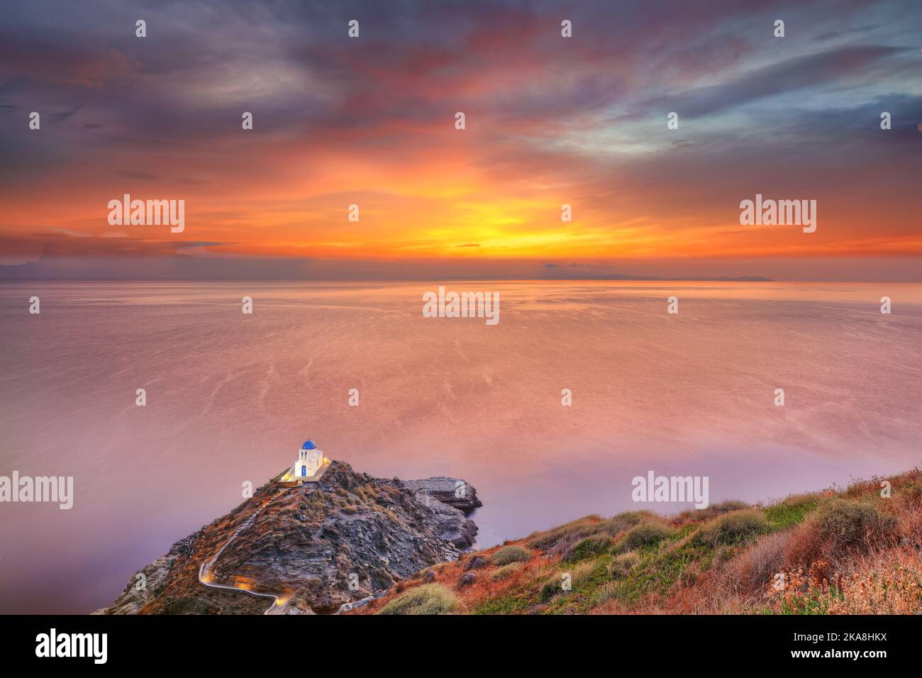 The Church of Seven Martyrs in the traditional village Kastro of Sifnos ...