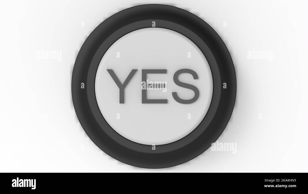 yes white button isolated illustration 3d render Stock Photo - Alamy