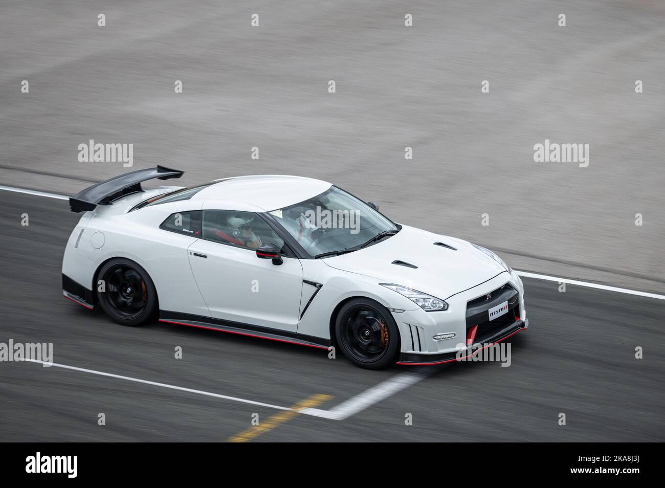Nissan Skyline GT-R R35 racing on the race track Stock Photo - Alamy