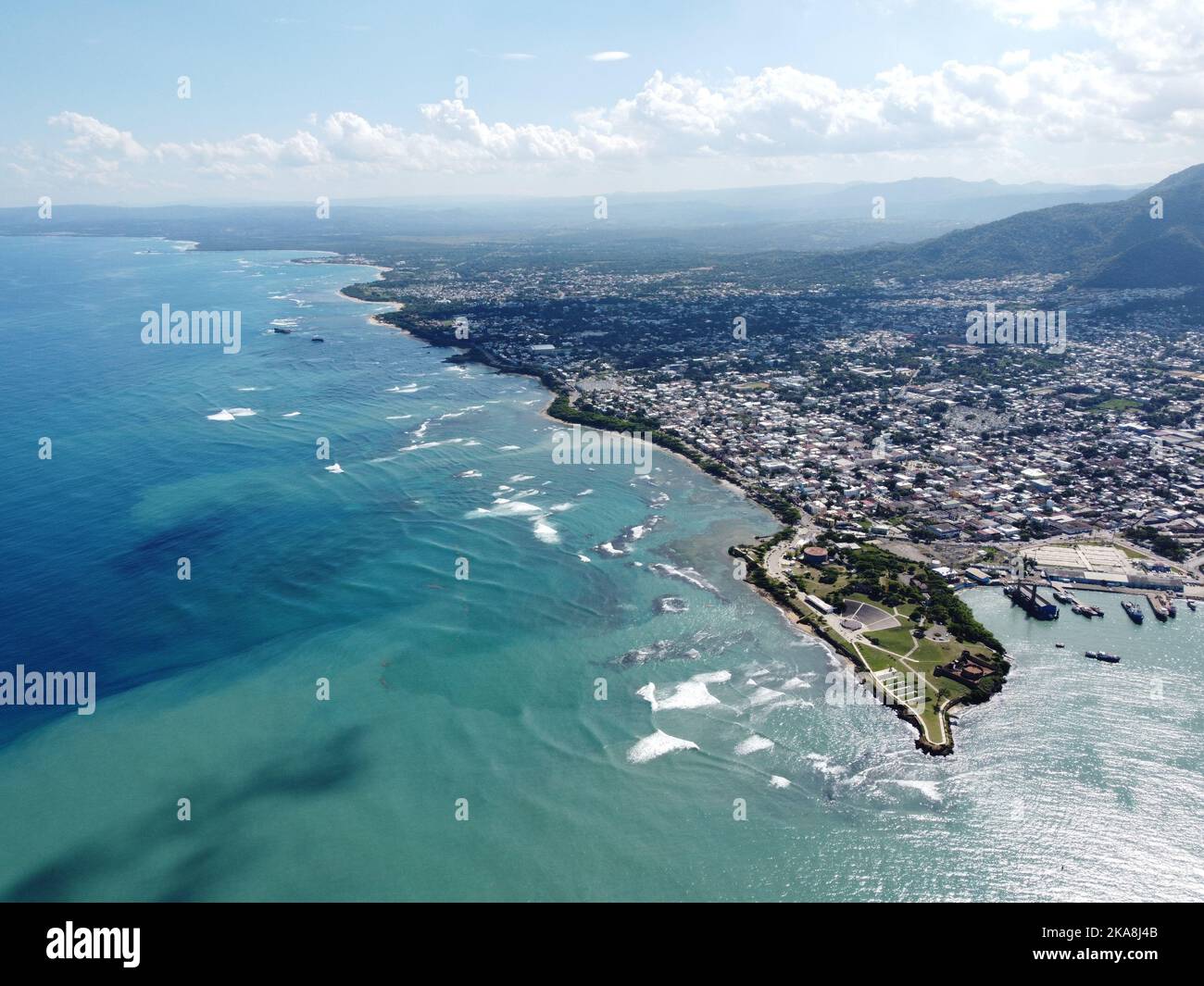 An aerial view of the Puerto Plata city on the Dominican Republic's ...