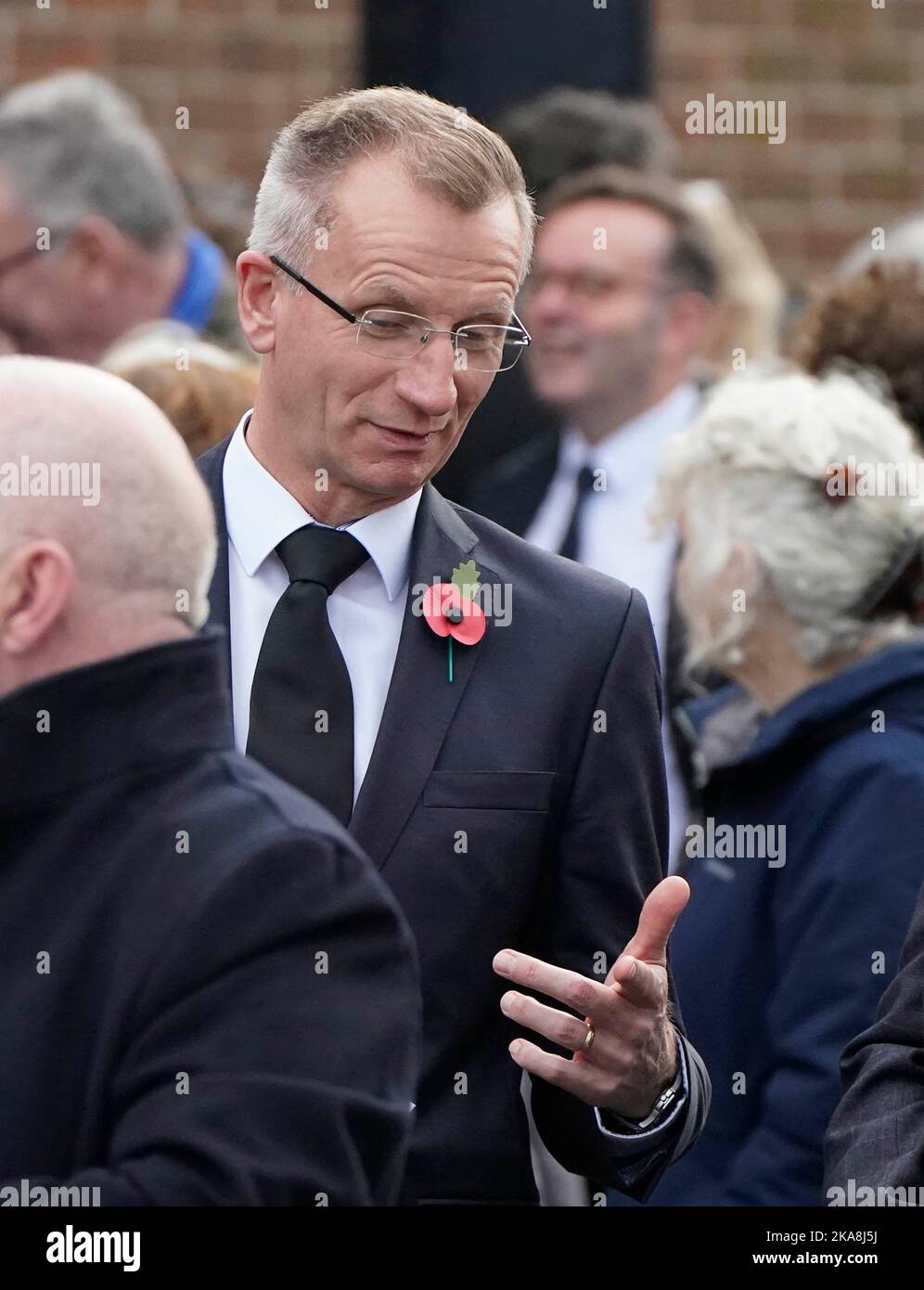 Brian Kingston, DUP MLA for North Belfast at the funeral of Baroness ...