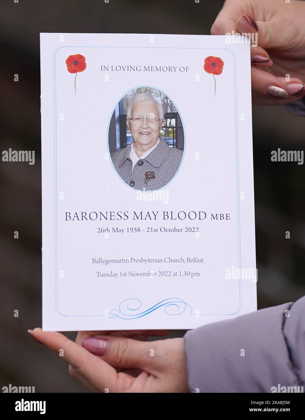 The order of service for the funeral of Baroness May Blood at ...