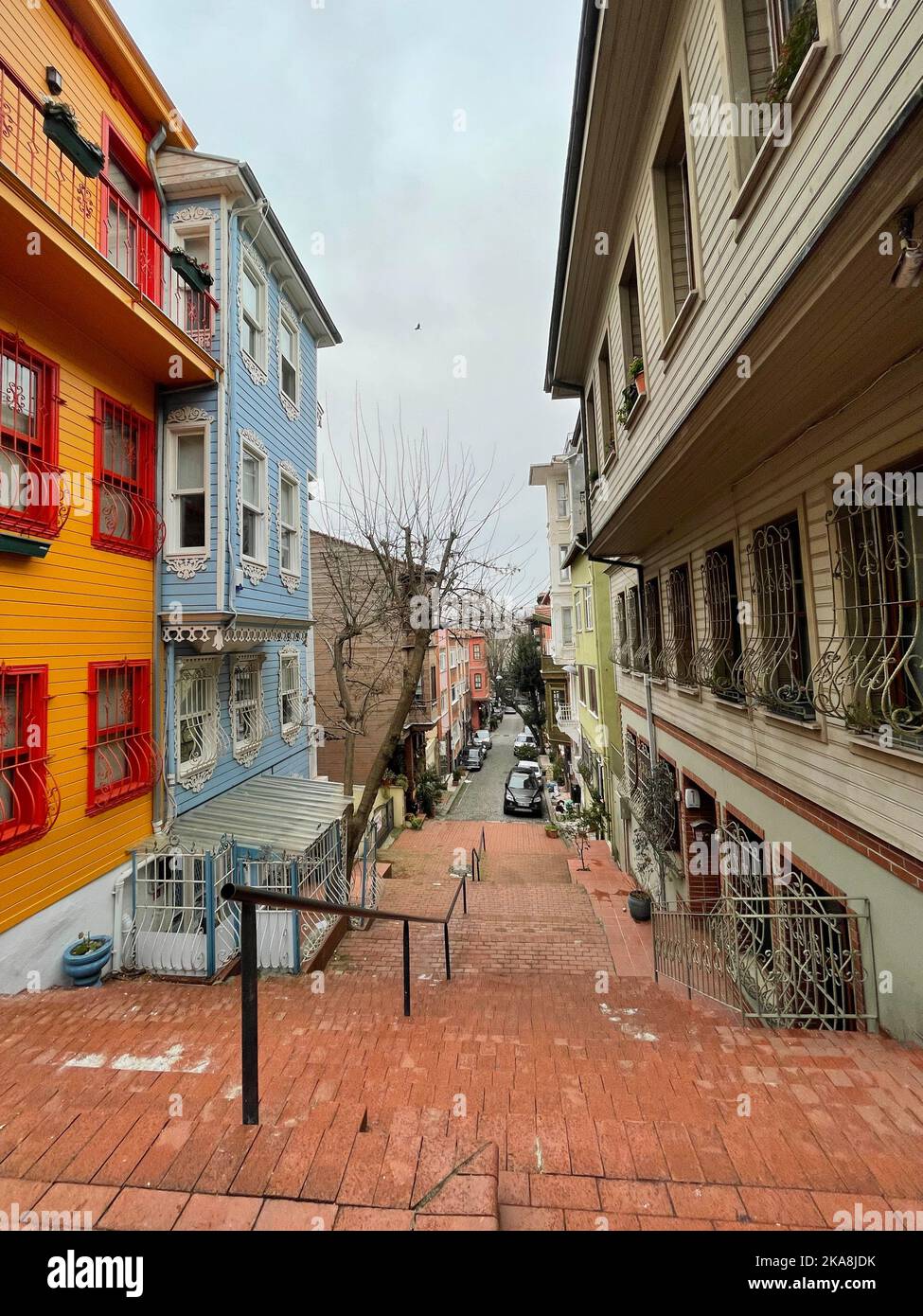 Beautiful Balat street - popular tourist attraction in Istanbul, Turkey ...
