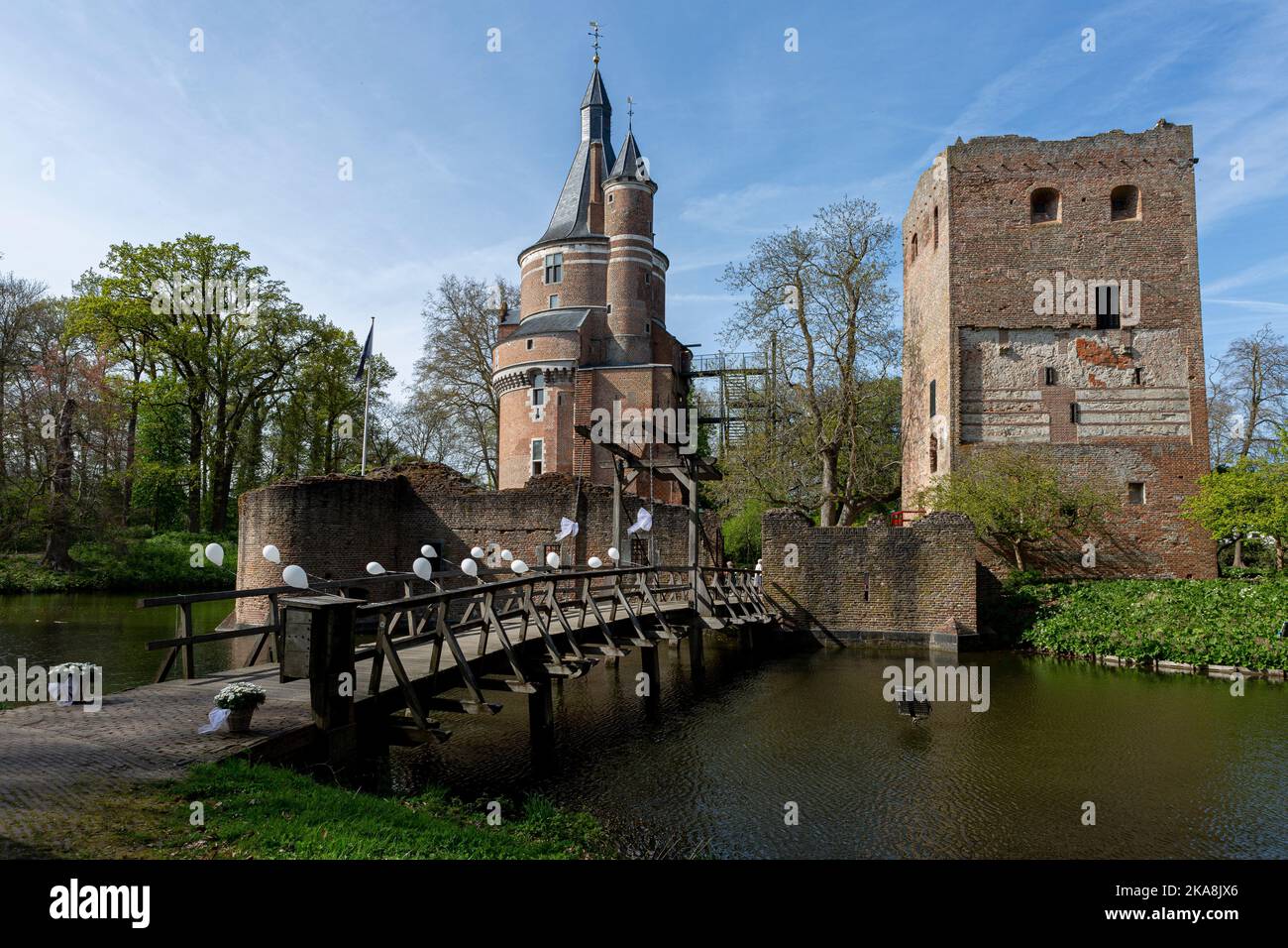 Access bridge over the moat leading to the fortress brick remains and ...