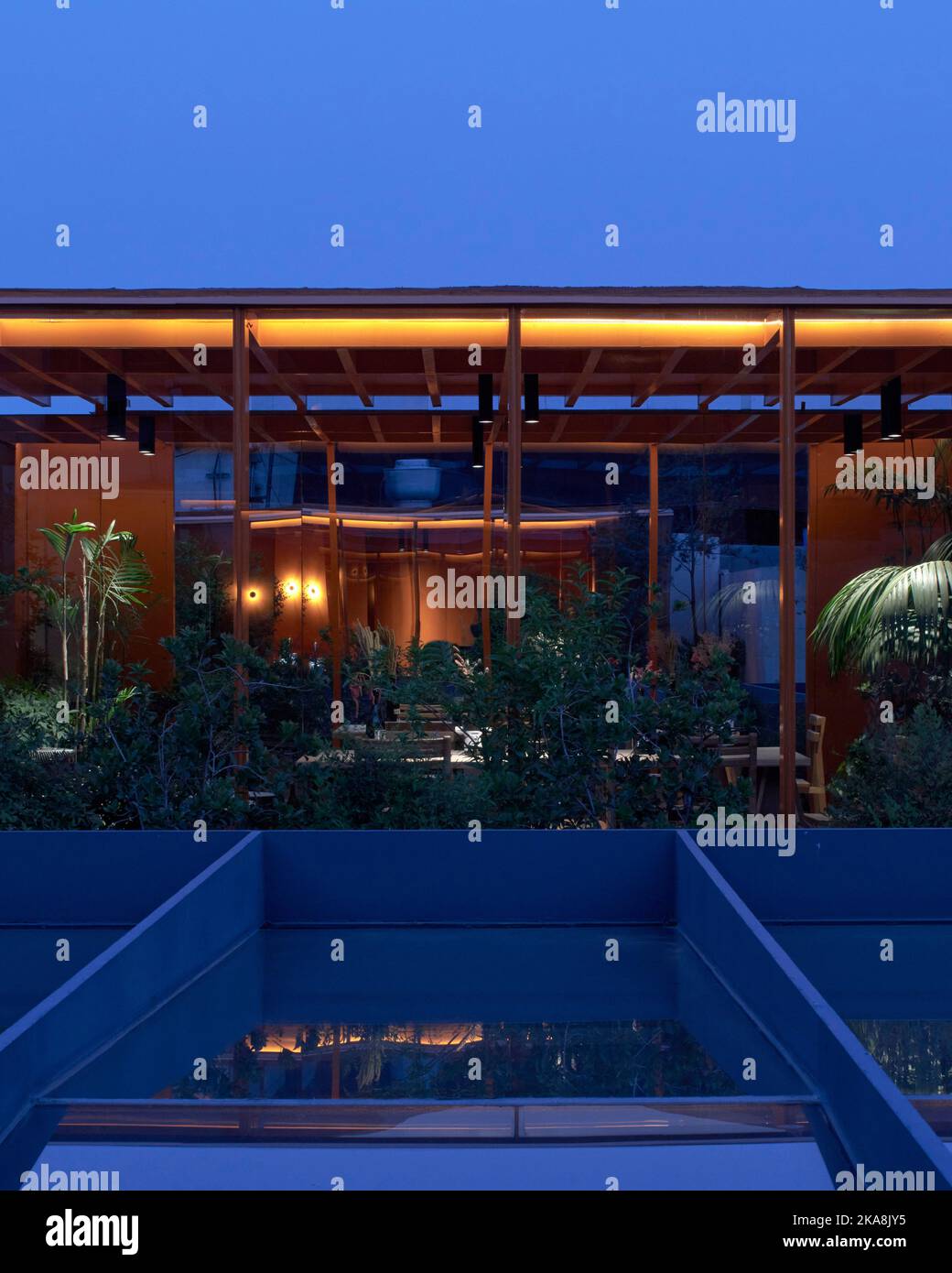 Rooftop at dusk. Circulo Mexicana, Mexico City, Mexico. Architect ...