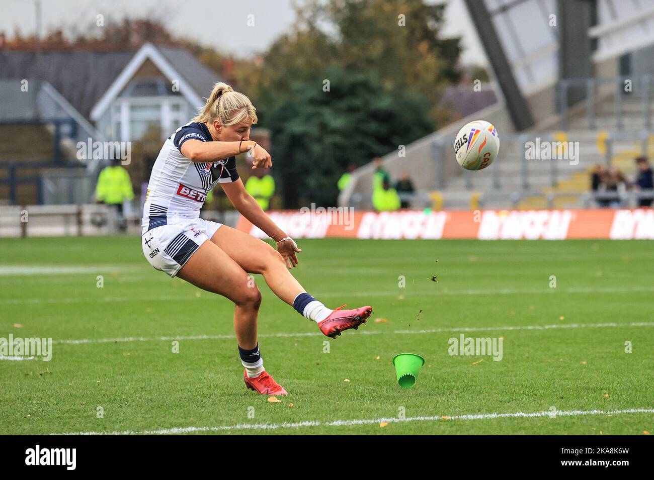 Tara Stanley of England converts for a goal during the Women's Rugby ...