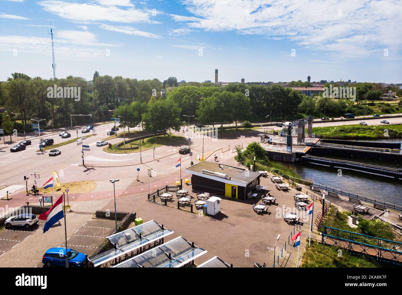 An aerial view of an urban environment in Velsen-Noord, IJmuiden Stock ...