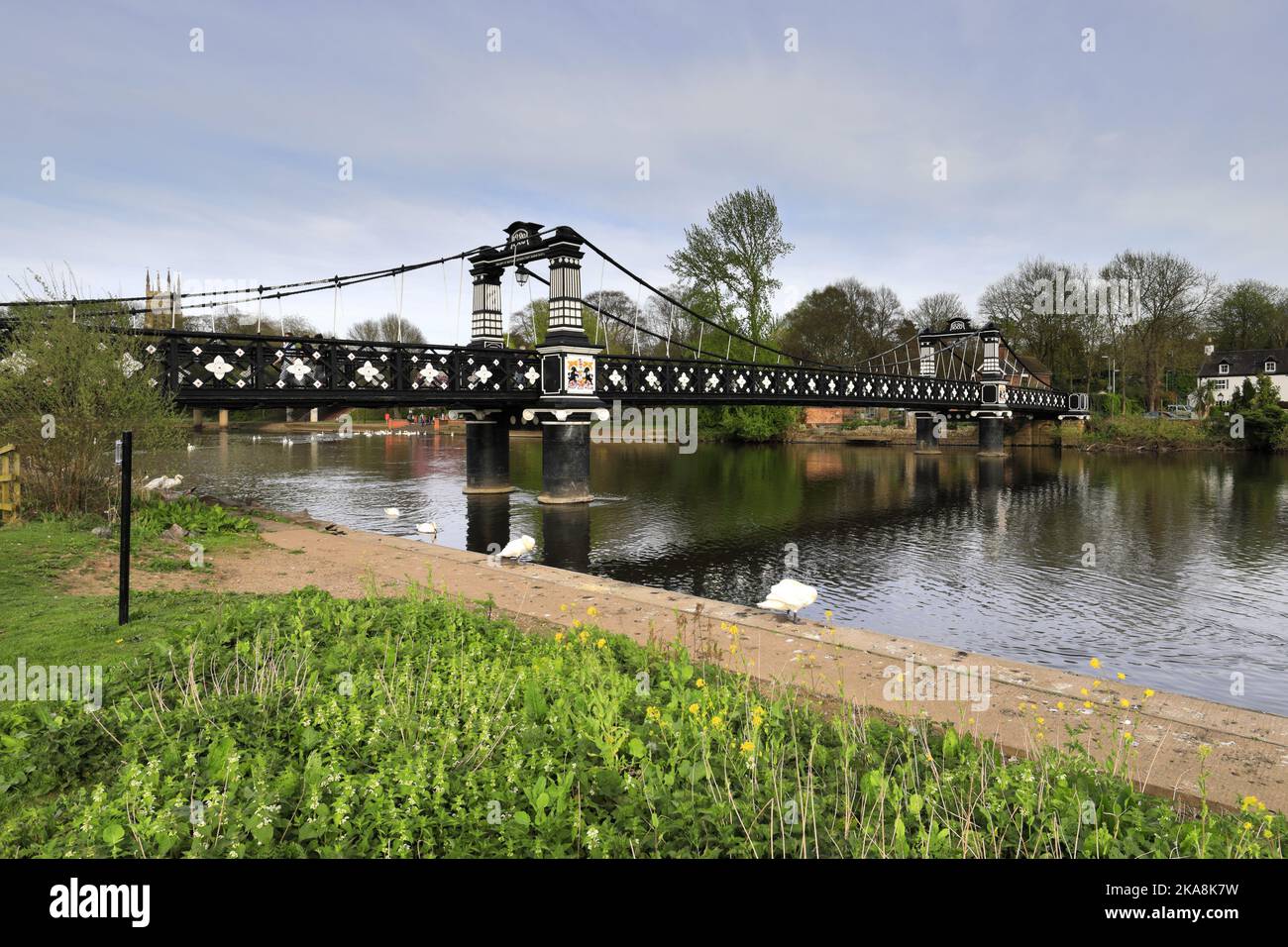 The Ferry bridge over the river Trent, Burton Upon Trent town ...