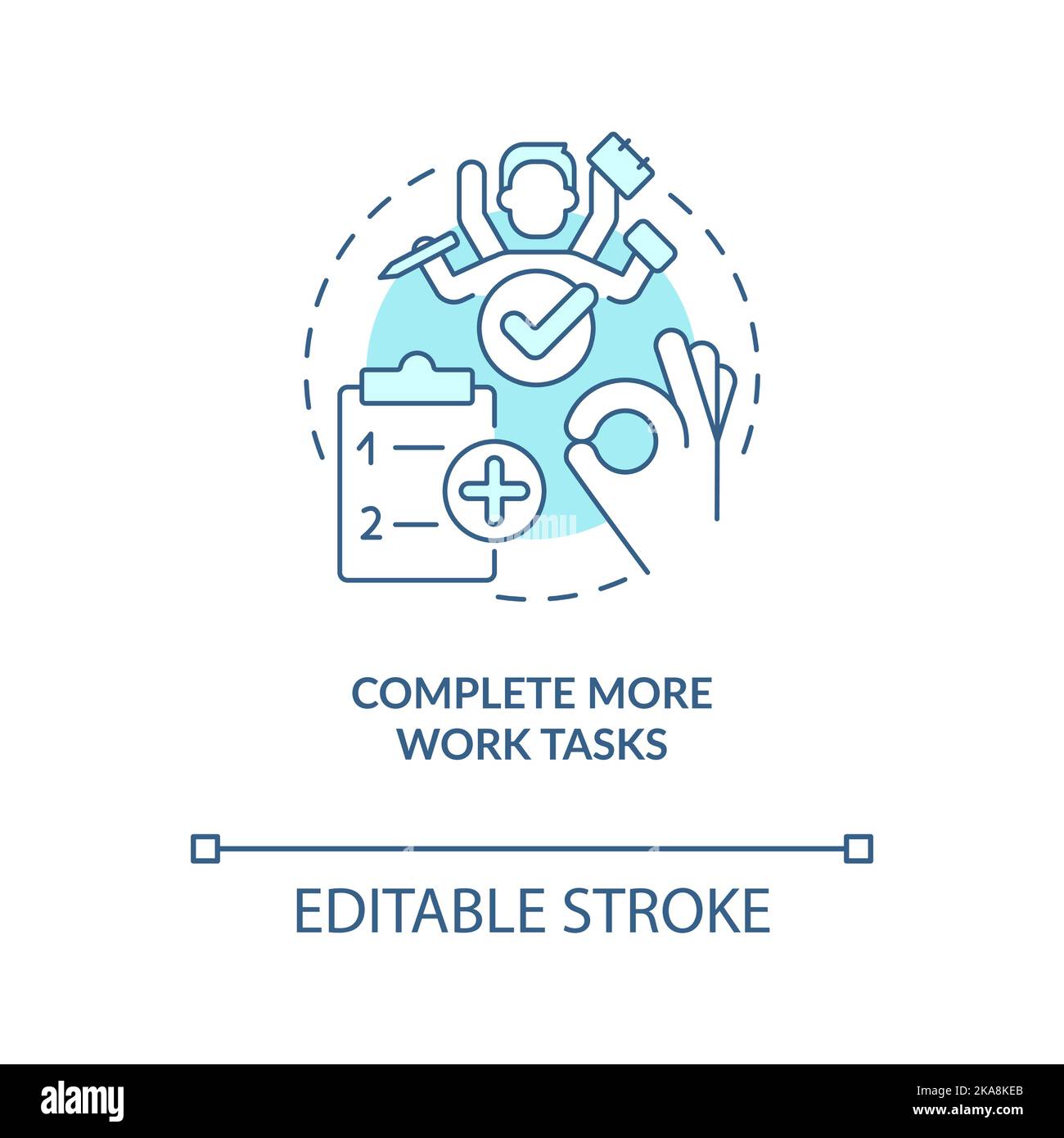 Complete more work tasks turquoise concept icon Stock Vector Image ...