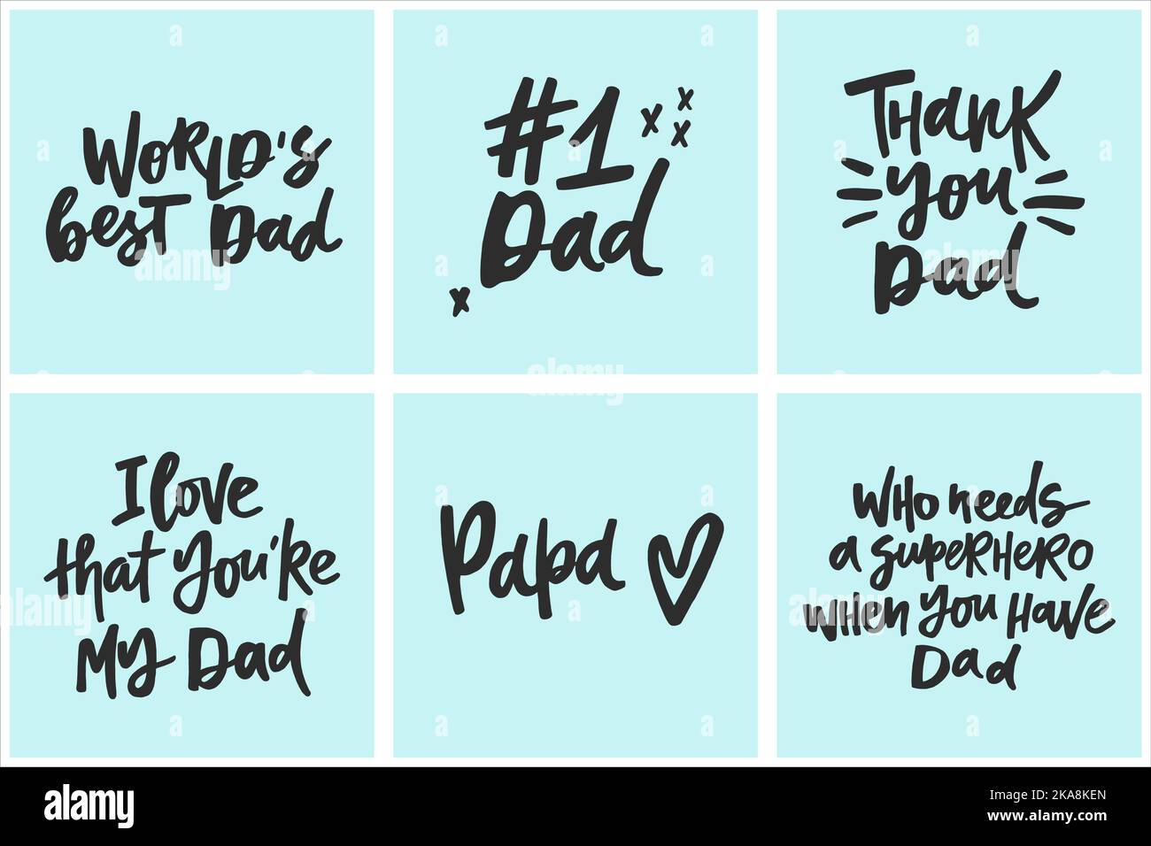 Set of handwritten quotes about Fathers day. Collection of creative ...