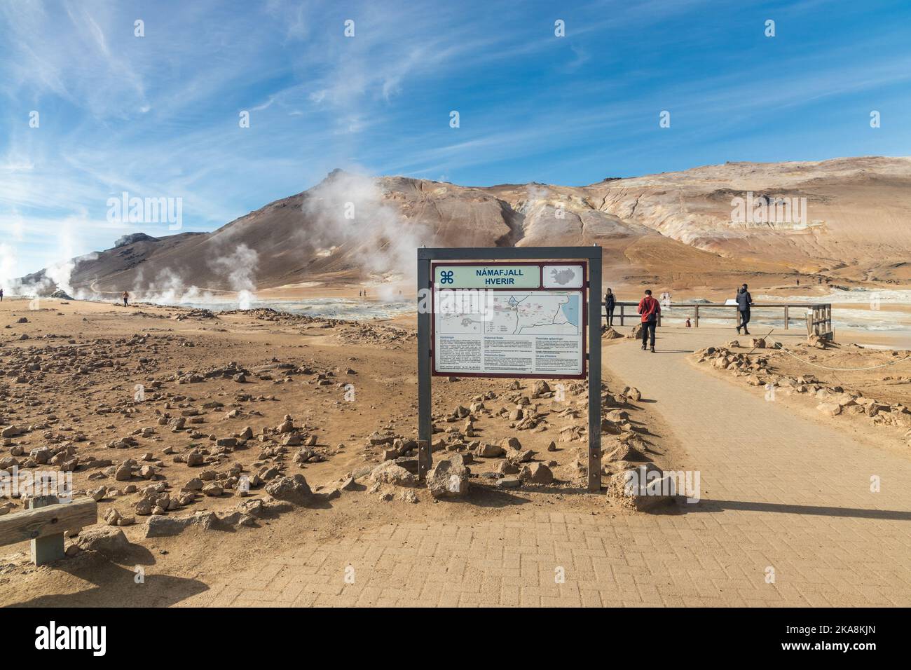 Namafjall is Iceland popular geothermal area with a unique landscape of ...