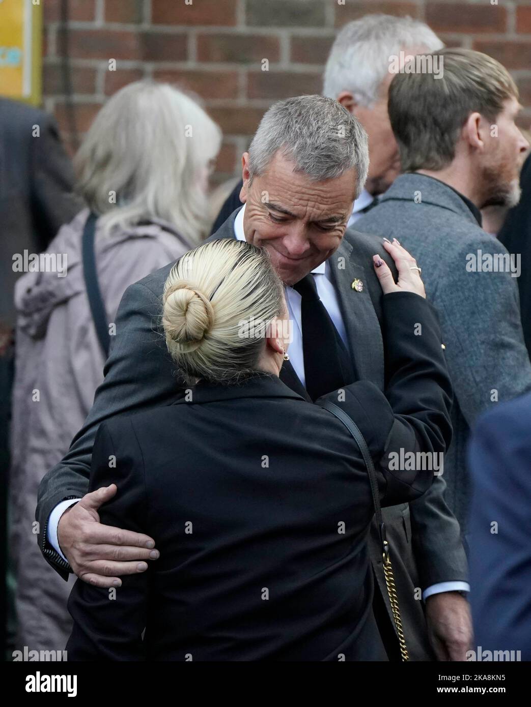 Actor James Nesbitt at the funeral of Baroness May Blood at ...