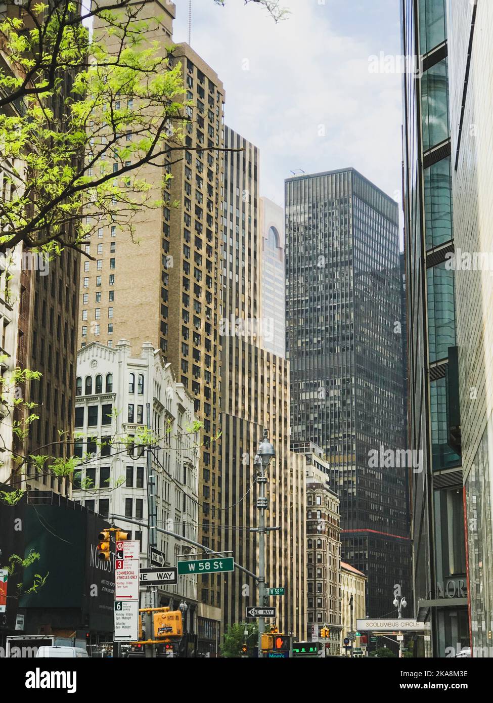A vertical view of modern buildings and skyscrapers in New York, USA ...