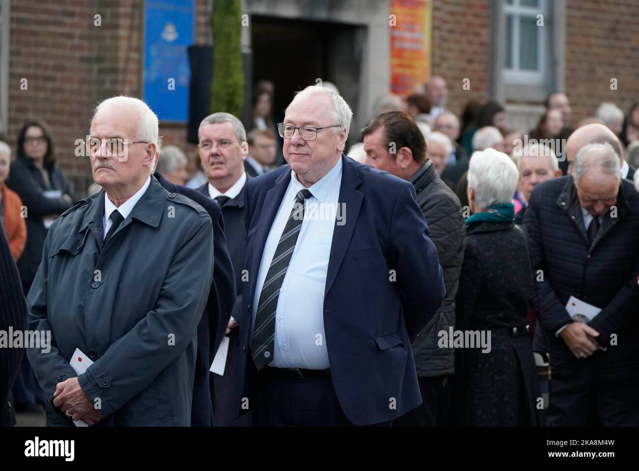 Orange Order grand secretary Mervyn Gibson (centre) at the funeral of ...