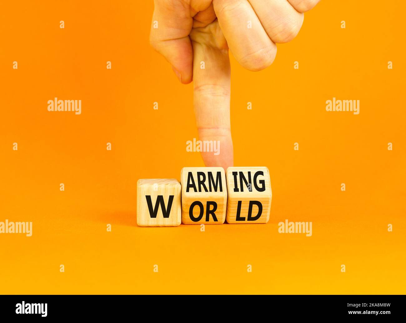 Warming world symbol. Concept words Warming world on wooden cubes ...