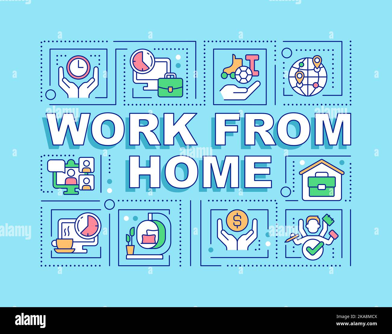 Work from home word concepts turquoise banner Stock Vector Image & Art - Alamy