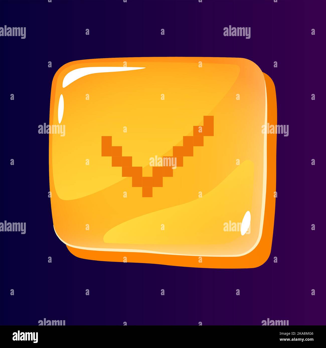 Tick glossy ui button with pixelated icon Stock Vector Image & Art - Alamy