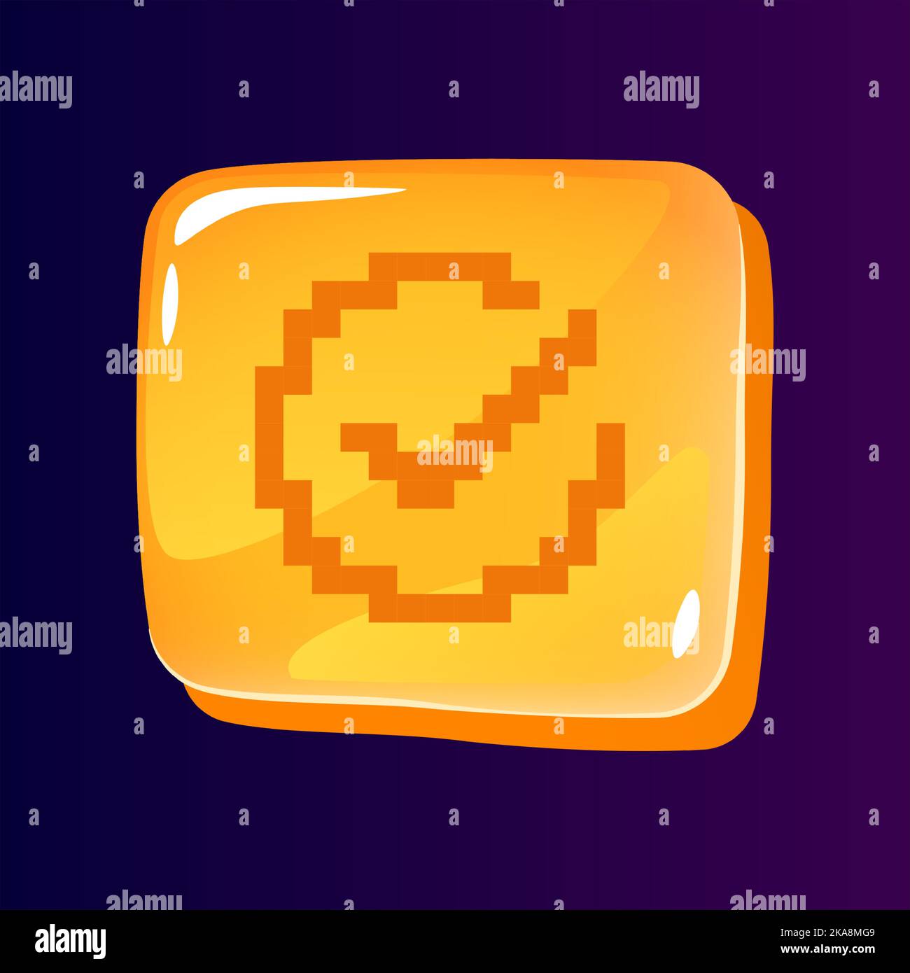 Tick in circle glossy ui button with pixelated icon Stock Vector Image ...