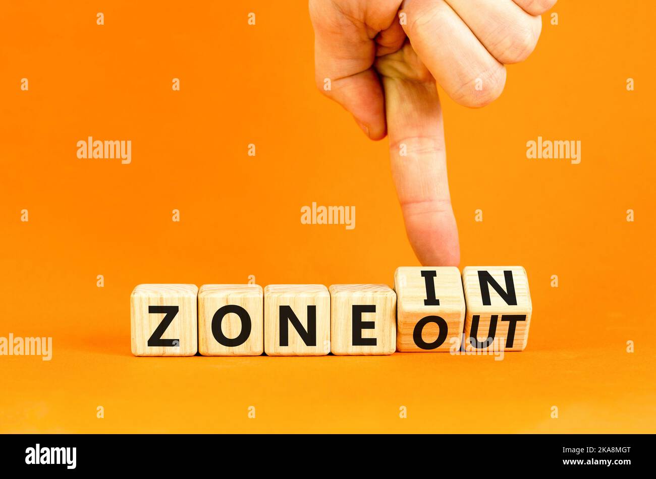 Zone in or out symbol. Concept words Zone in and Zone out on wooden ...