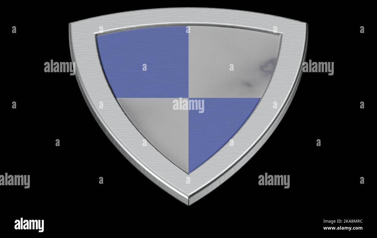 shield blue silver medieval 3d render illustration Stock Photo - Alamy